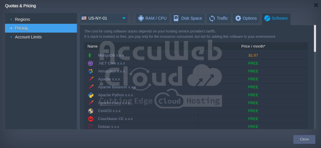 How Do I View Detailed Cloud Pricing Accuweb Cloud