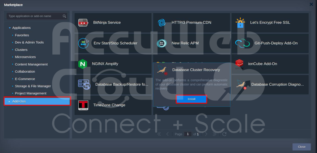 How to install and enable the Database Cluster Recovery add-on? - AccuWeb Cloud