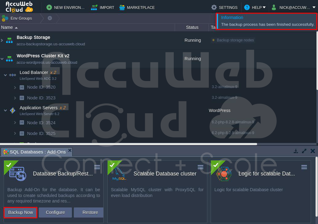 How To Install And Enable Database Backuprestore Add On Accuweb Cloud