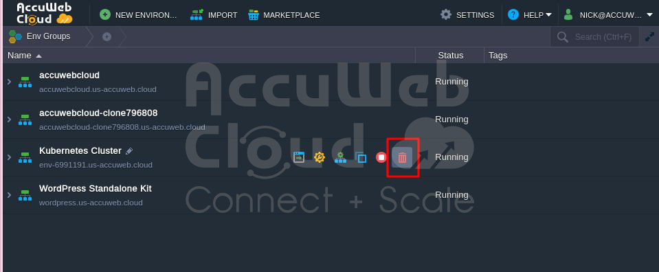 How To Delete Accuwebcloud Environments
