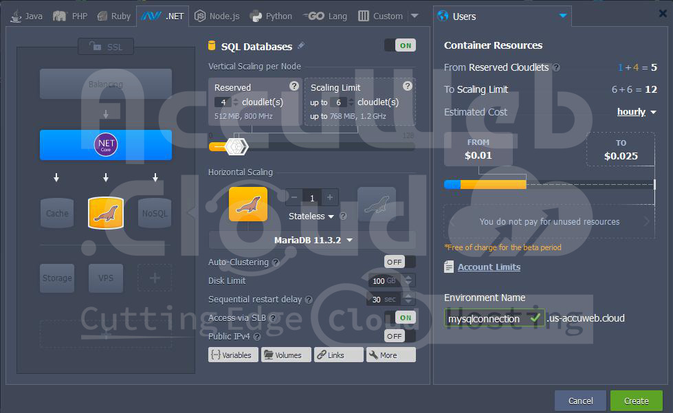 Connect MySQL or MariaDB with .Net on AccuWeb.Cloud