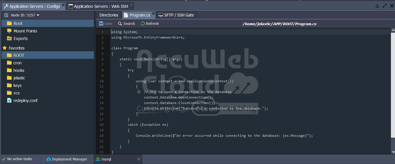 Connect MySQL or MariaDB with .Net on AccuWeb.Cloud