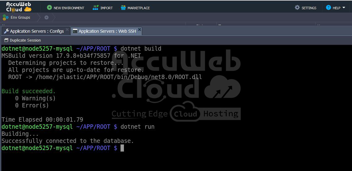 Connect Mysql Or Mariadb With Net On Accuwebcloud