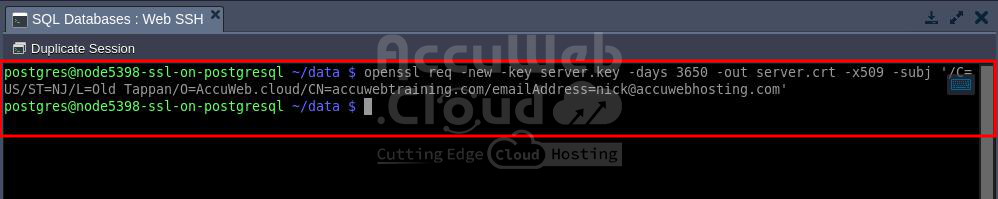 A Secure Ssl Connection To Postgresql On Accuwebcloud
