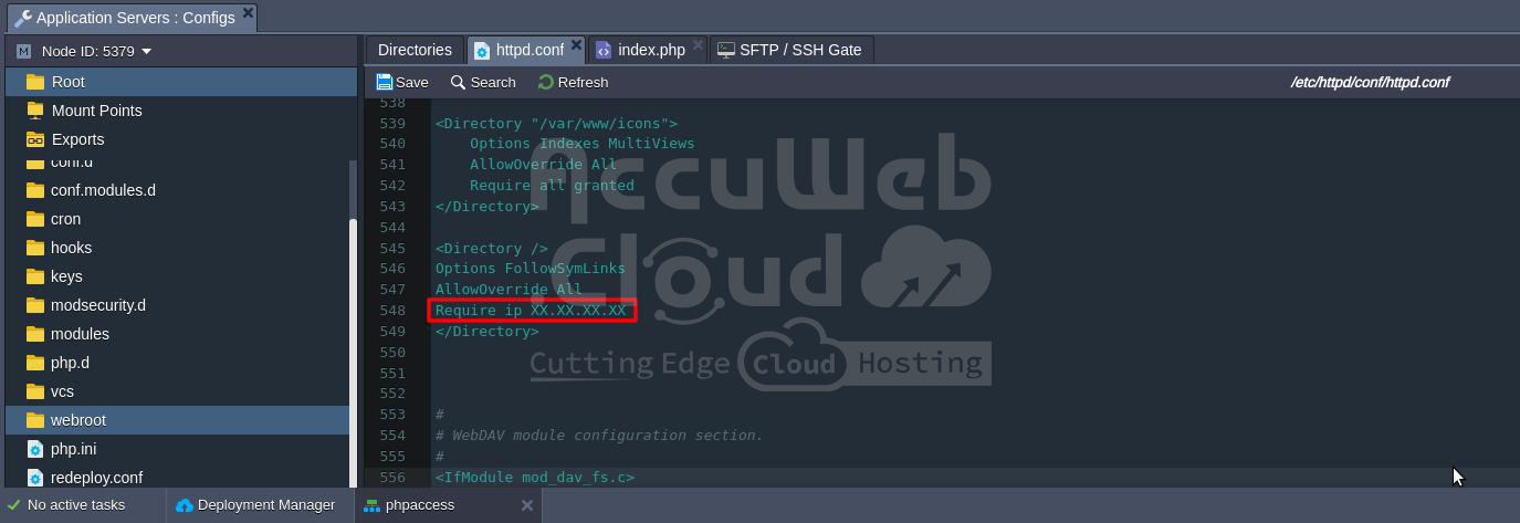 Security Configuration For Apache Application Server In Accuwebcloud
