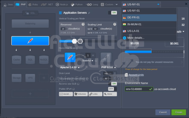 Environment migration between regions